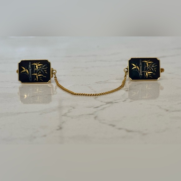 Amita | Jewelry | Vintage Japan Amita Damascene Bamboo Sweater Collar ...